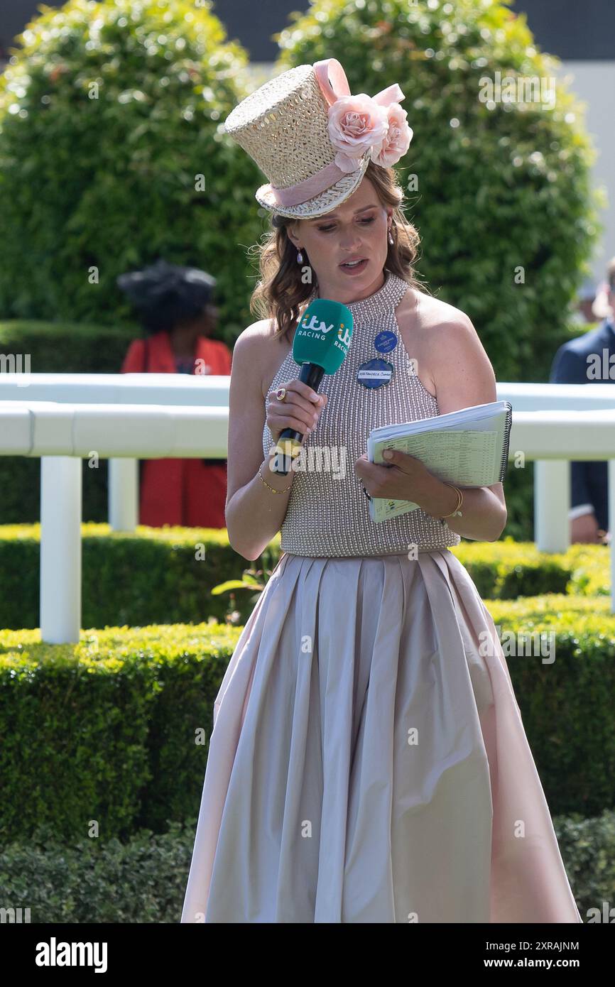 Ascot, UK. 20th June, 2024. ITV Racing Television Presenter Francesca Cumani in the Parade Ring ...