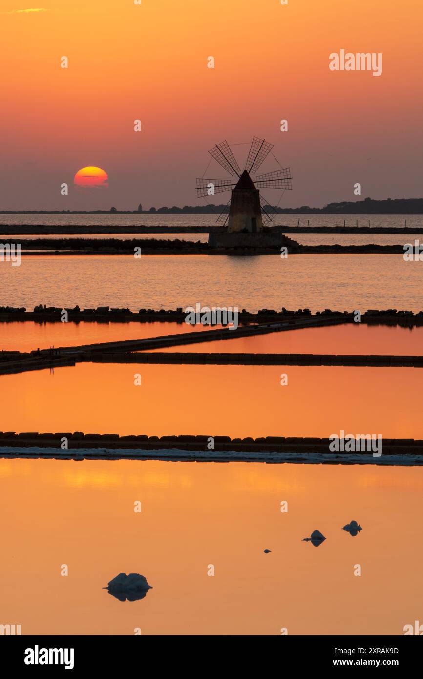 the famous windmills of the Marsala salt pans Stock Photo - Alamy