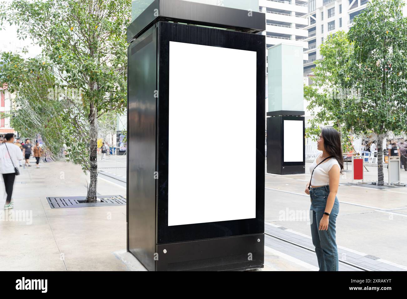 Blank white billboard. Street mockup. Banner board advertising posters ...