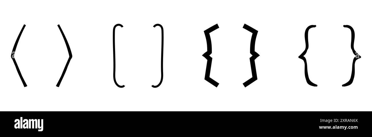 Brackets quote box frame sketch, brace border text parenthesis. Font punctuation, doodle ...