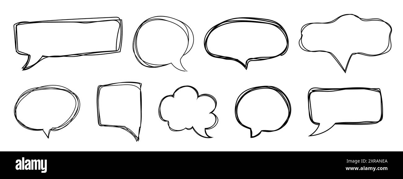 Speech bubble frame scribble fast hand drawing, pent or marker drawing ...