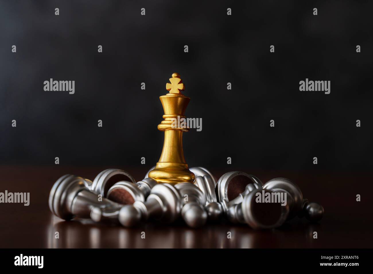 King chess pieces stand on falling chess concepts of competition ...