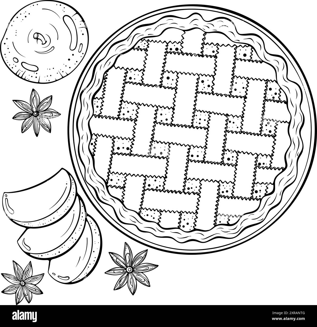 Round baked pie apple Stock Vector Images - Alamy