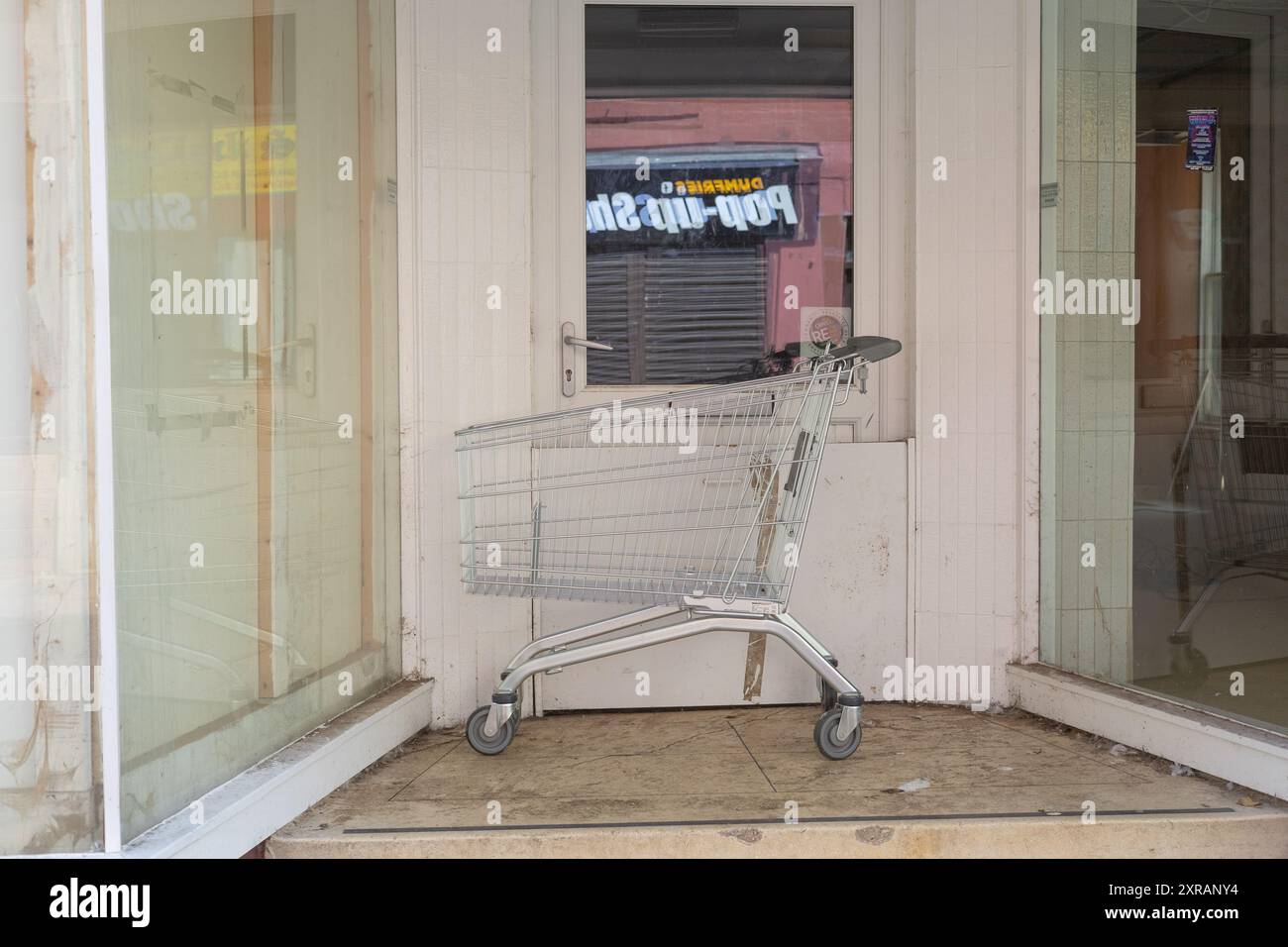 An abandoned shopping trolley which has been removed from a supermarket ...