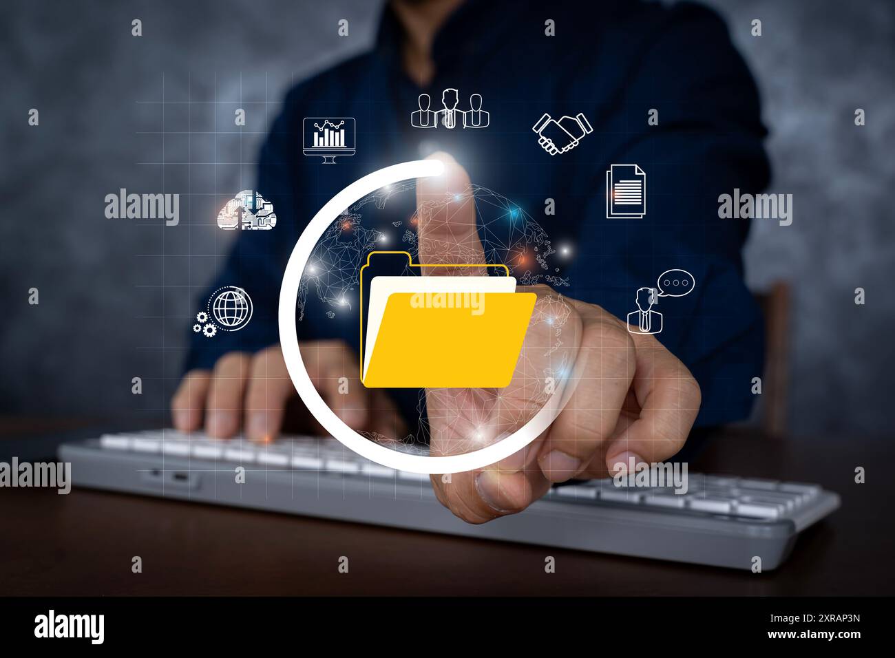 Businessman with Document Management System (DMS) Online Document ...