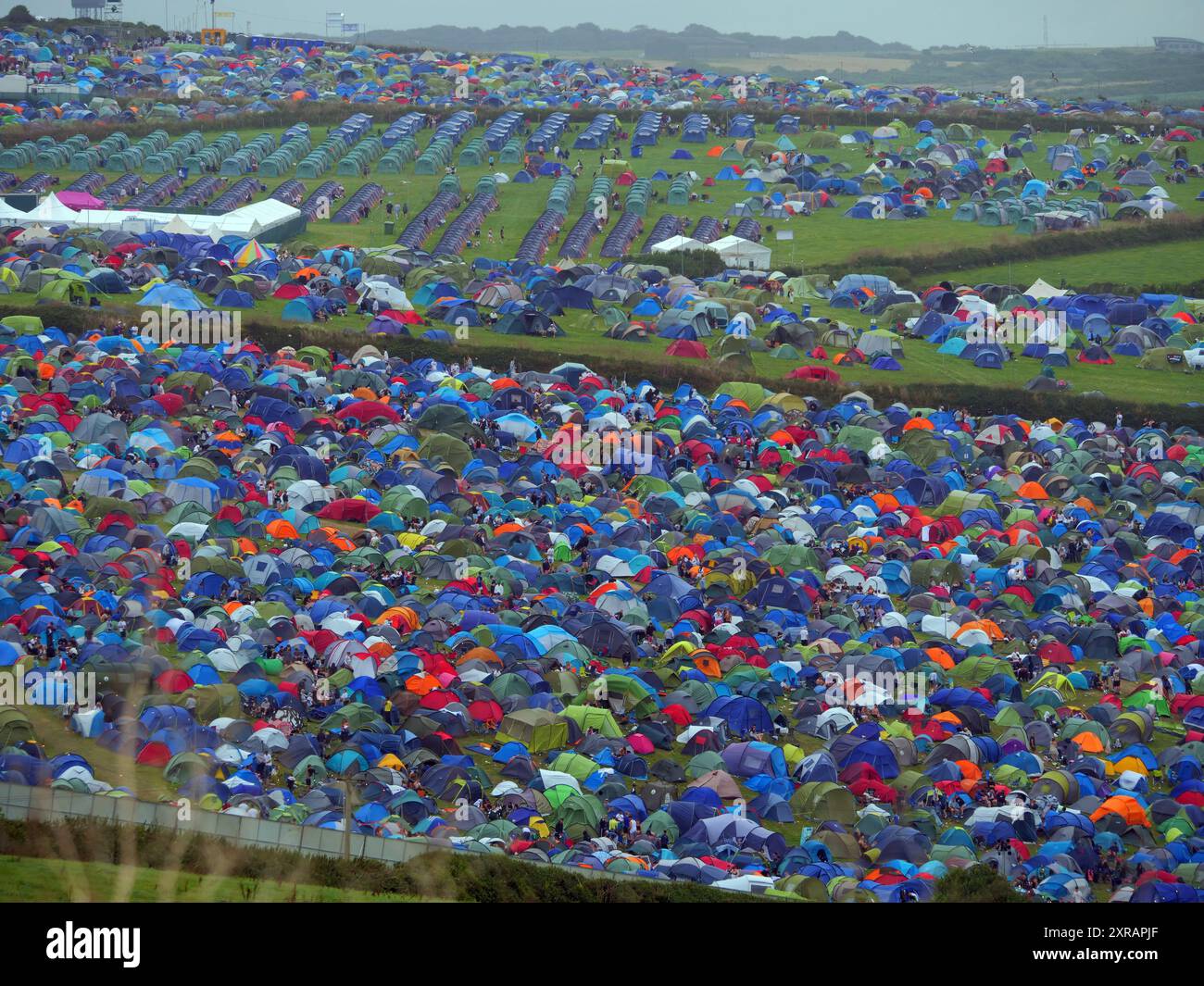 Boardmasters surf and Music festival. Huge Tent city at Watergate Bay ...