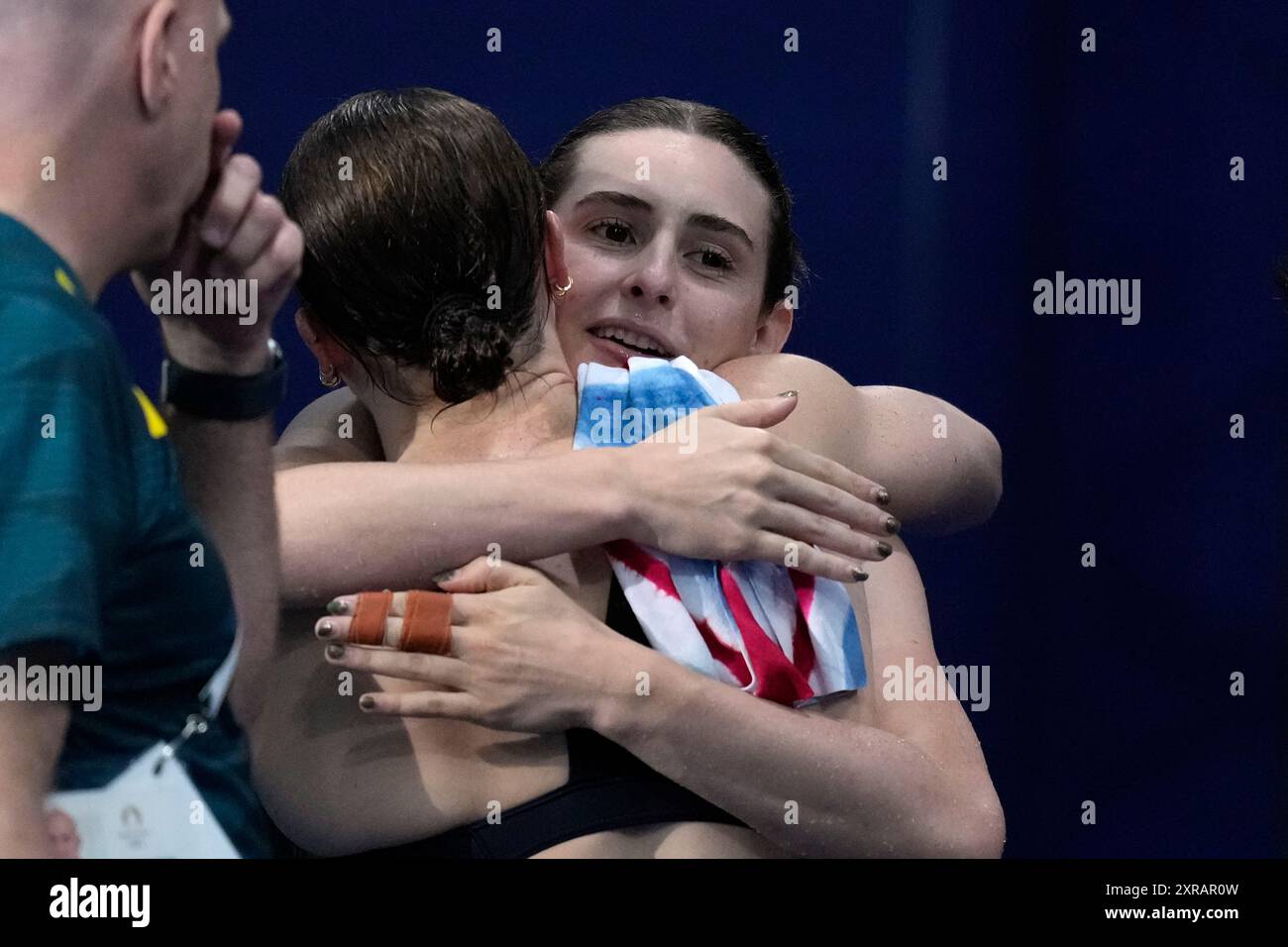 Australia's Maddison Keeney, right, is congratulated the women's 3m ...