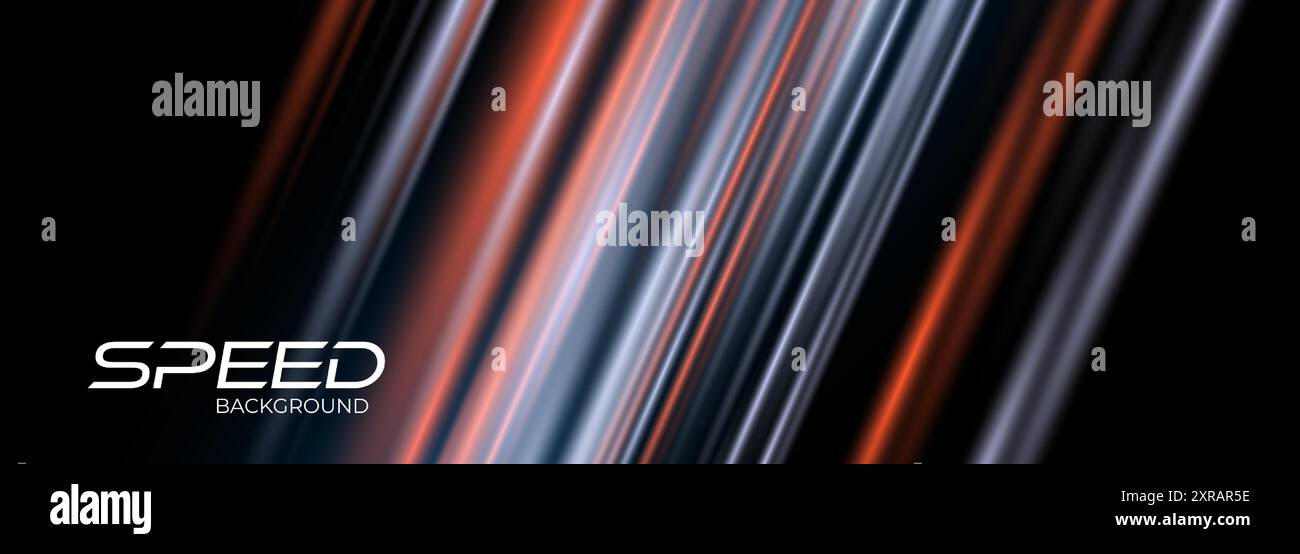 Speed illuminated traffic lanes. Black and orange modern abstract ...