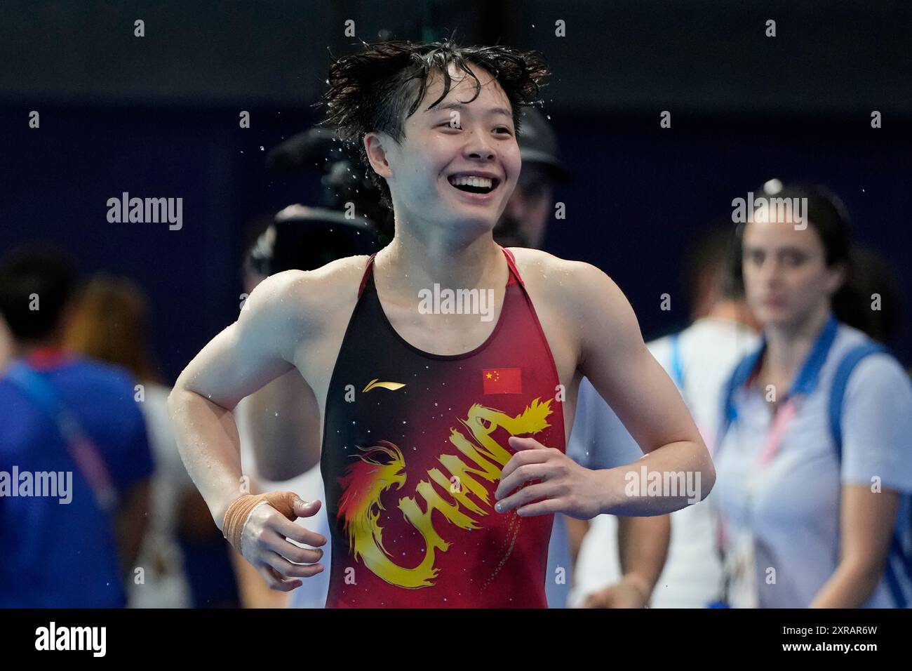 China's Chen Yiwen smiles after the women's 3m springboard diving final, at the 2024 Summer ...