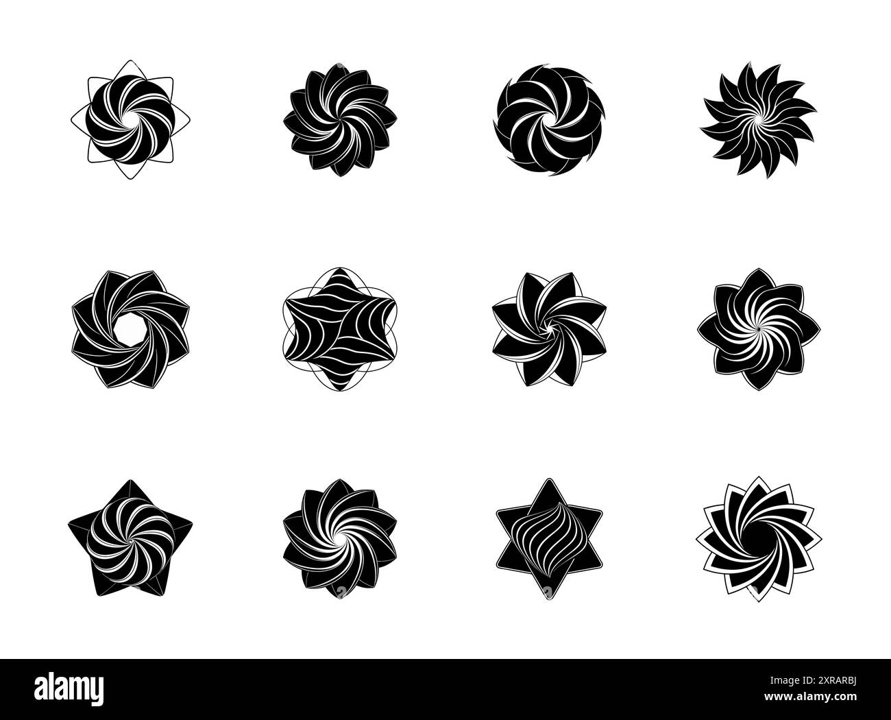 Y2k star shapes silhouette vector icon set. Abstract minimal geometric ...