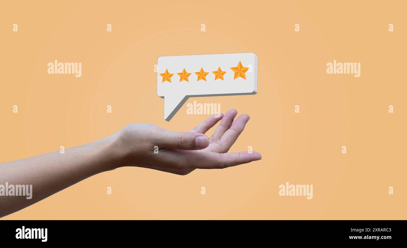 Golden positive customer experience illustration isolated on orange ...