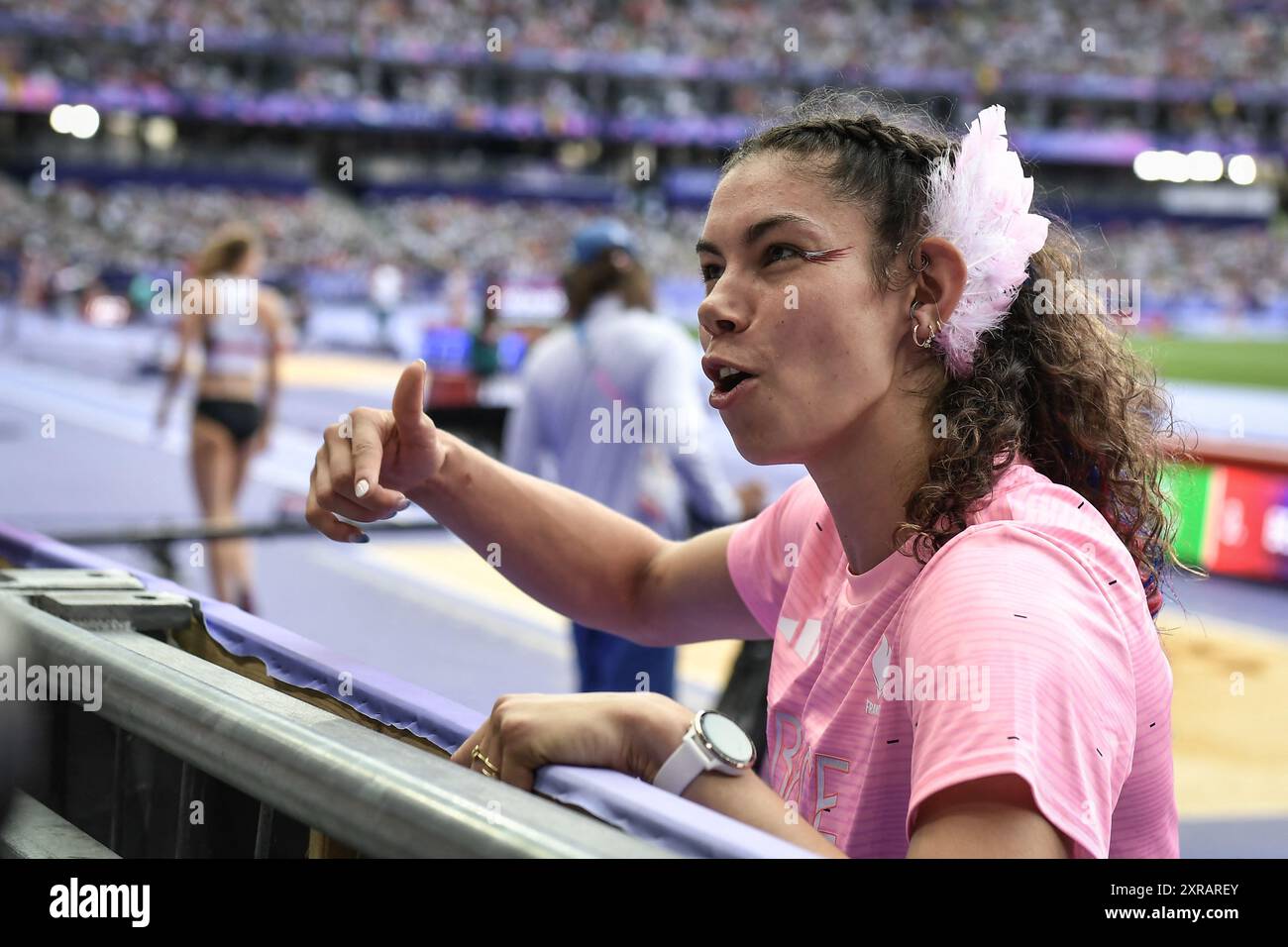 Paris, France. 09th Aug, 2024. France's Auriana Lazraq-Khlass looks on ...