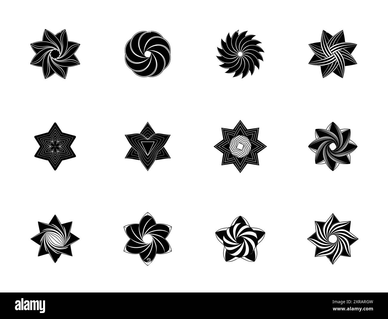 Y2k star shapes silhouette vector icon set. Abstract minimal geometric ...