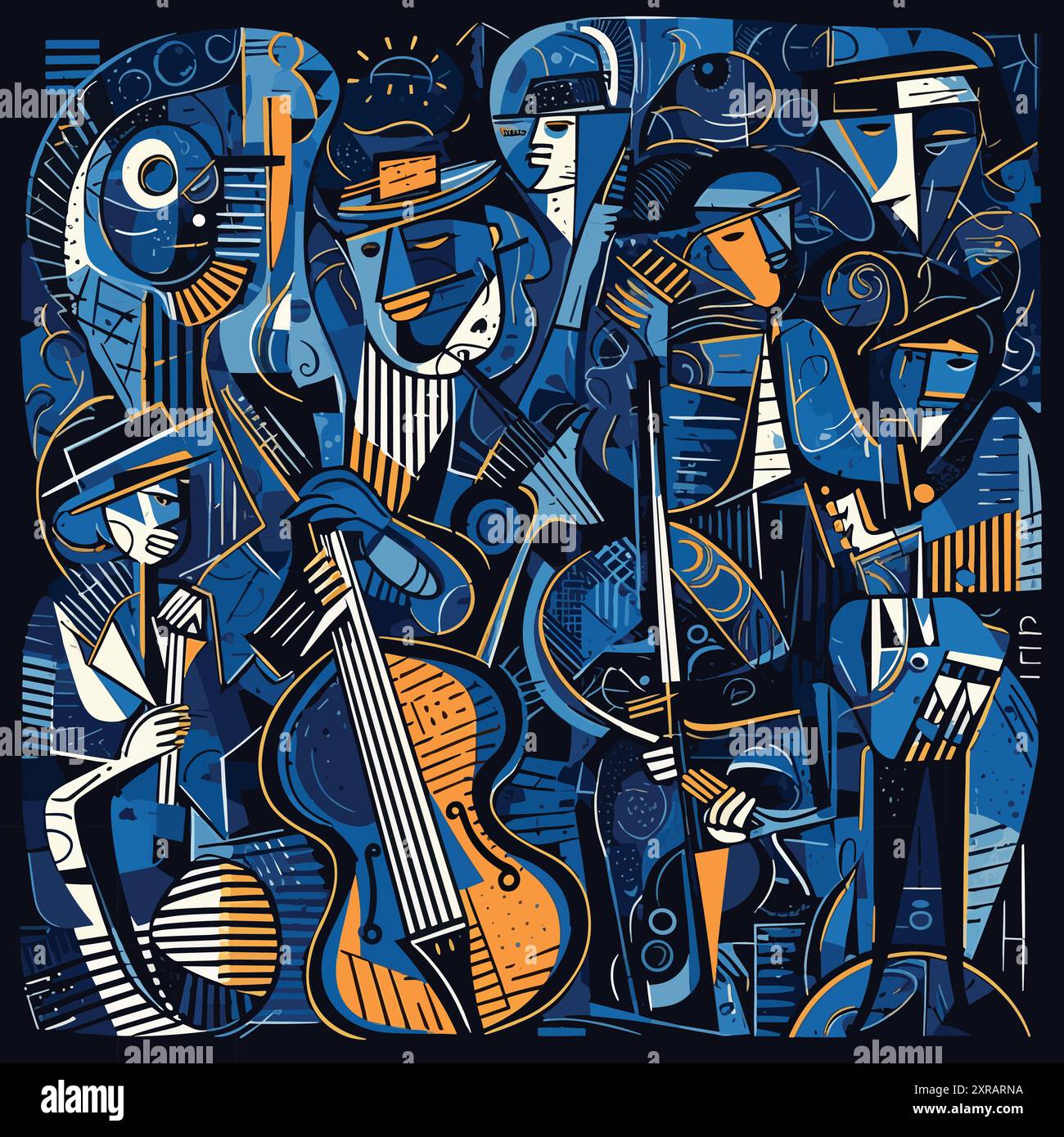 Vector background illustration with abstract concept of colorful jazz ...
