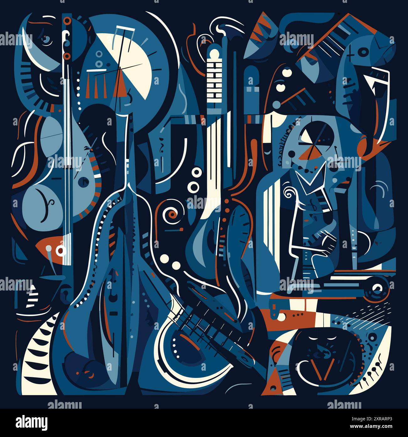 Vector background illustration with abstract concept of colorful jazz ...