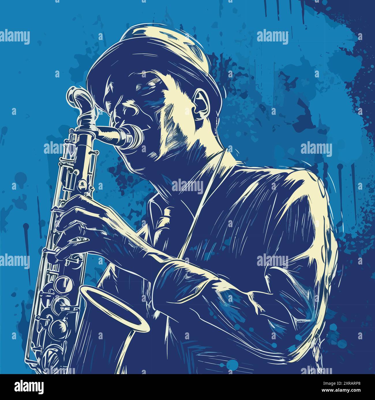 Vector illustration of a jazz artist playing saxophone Stock Vector ...