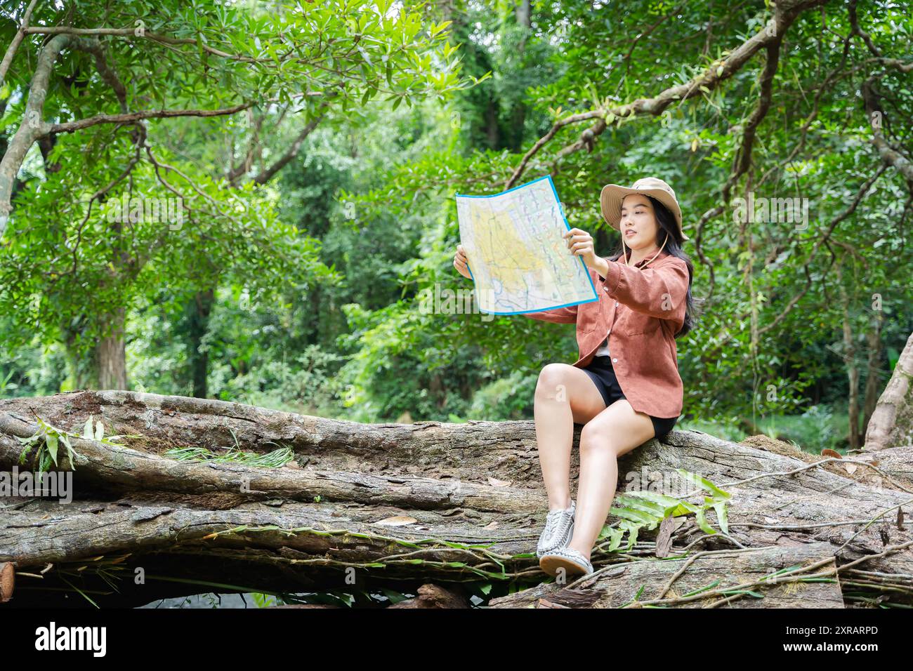 Traveling Happy Asian woman Summer holiday and vacation trip. Survival ...