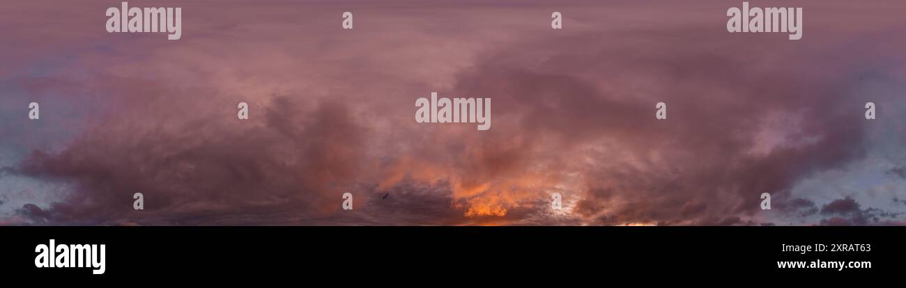 Dramatic Sunset sky 360 panorama. Vibrant sky with bright glowing red ...