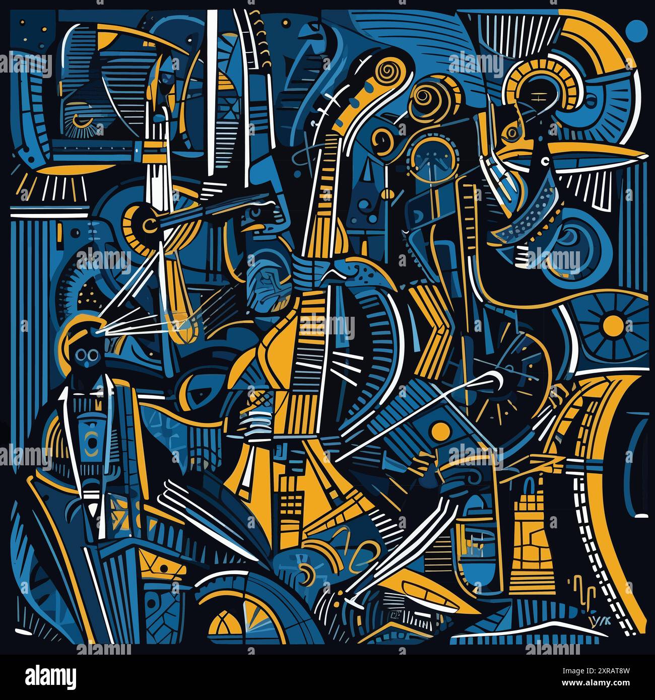 Vector background illustration with abstract concept of colorful jazz ...