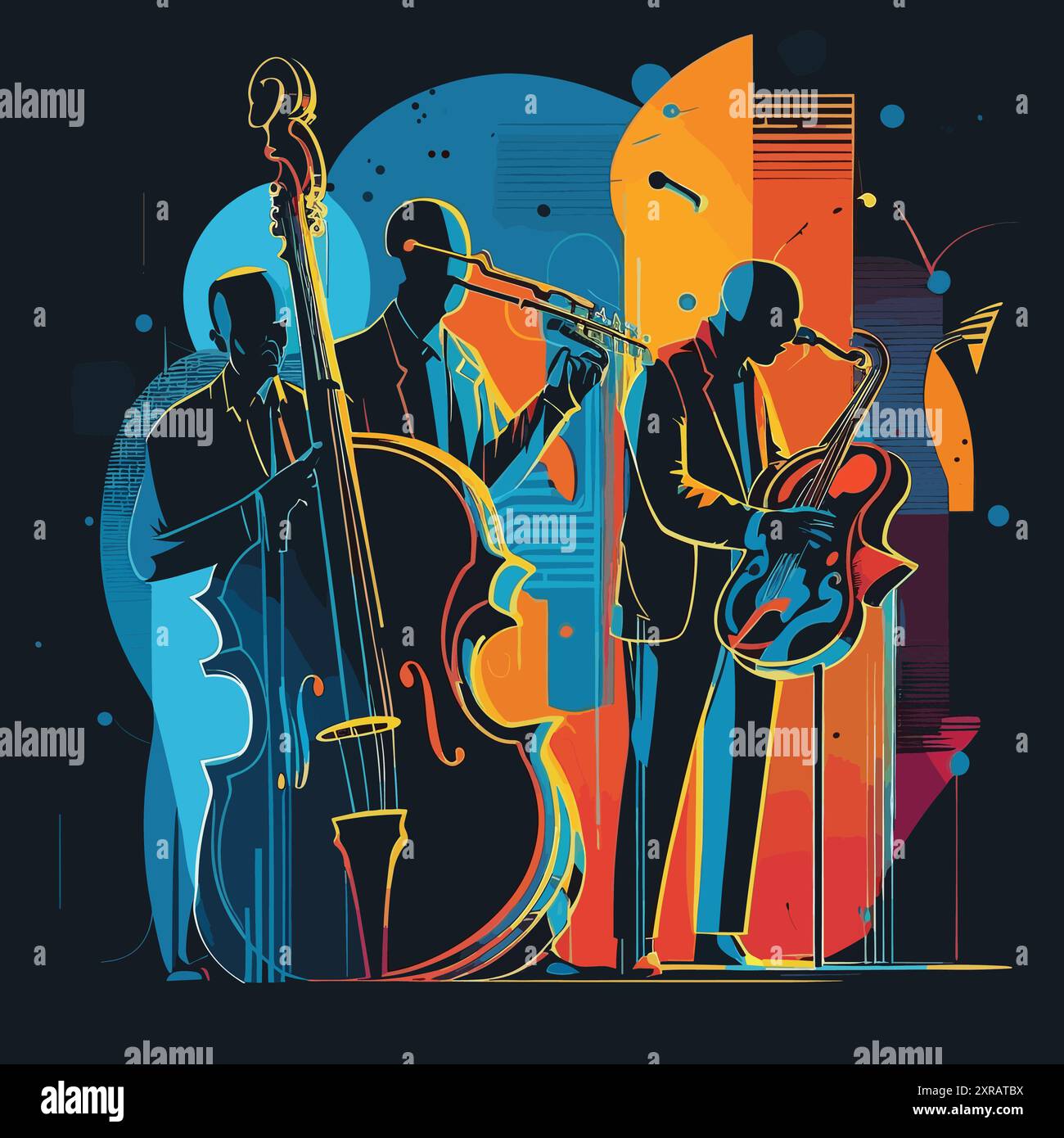 colorfull abstract vector illustration of jazz artists using jazz ...
