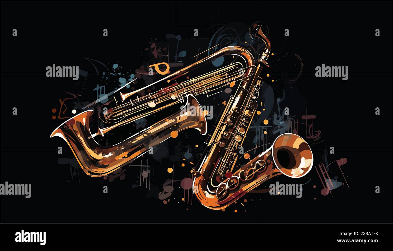 Abstract vector illustrations of jazz instruments Stock Vector Image ...