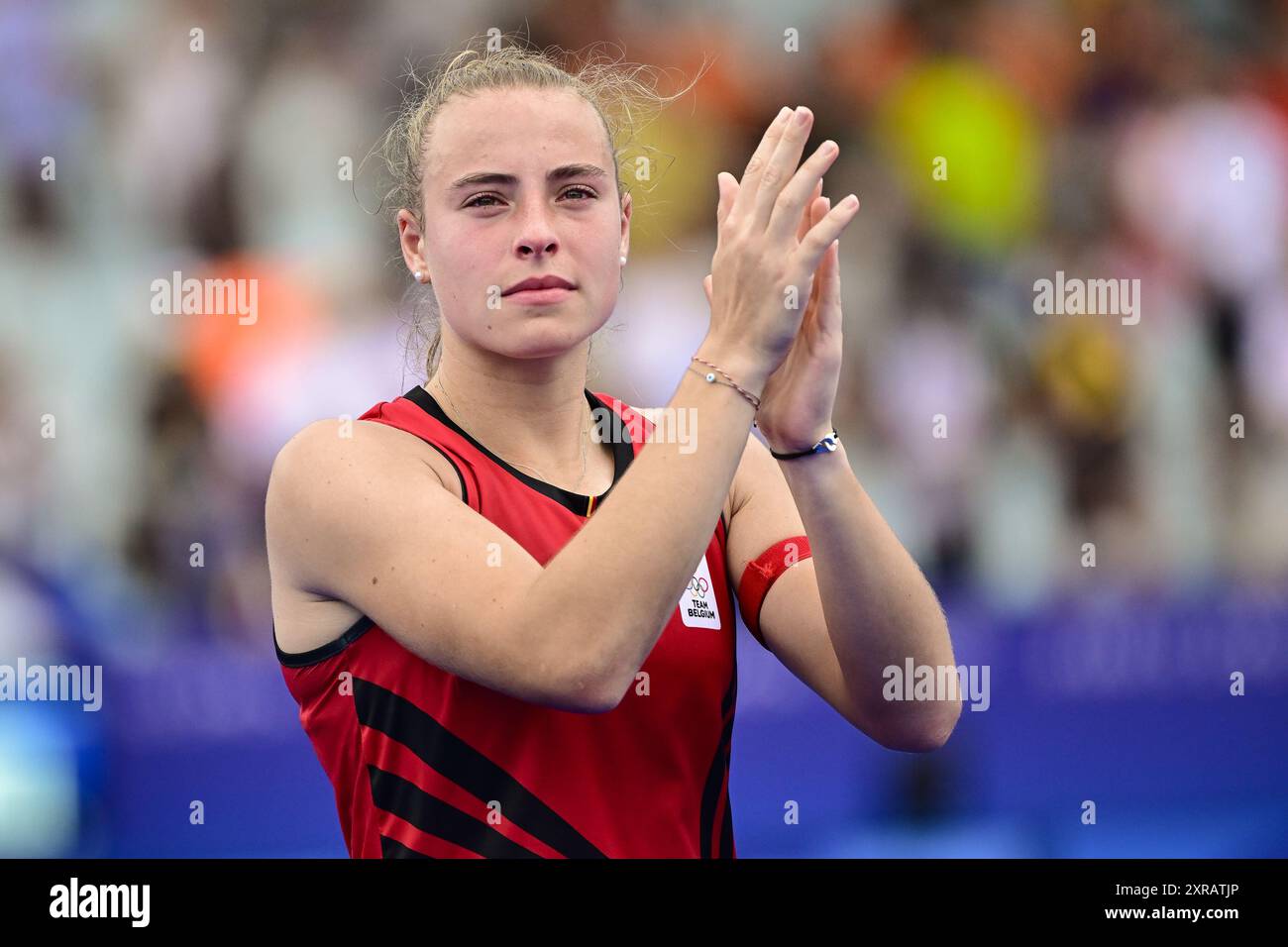 Paris, France. 09th Aug, 2024. Belgium's Camille Belis looks dejected ...