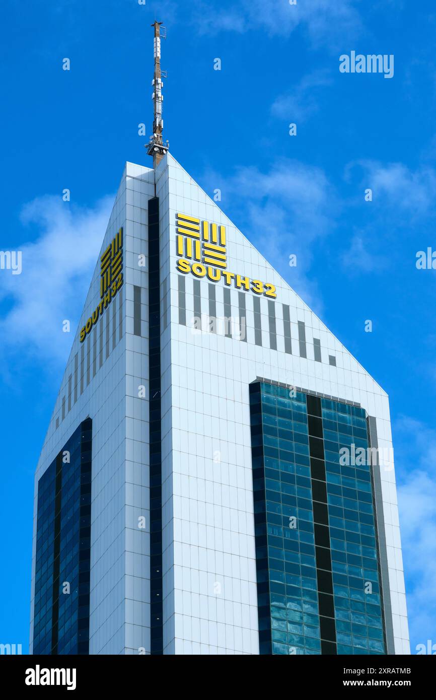 The corporate office tower of South32, a globally diversified mining ...