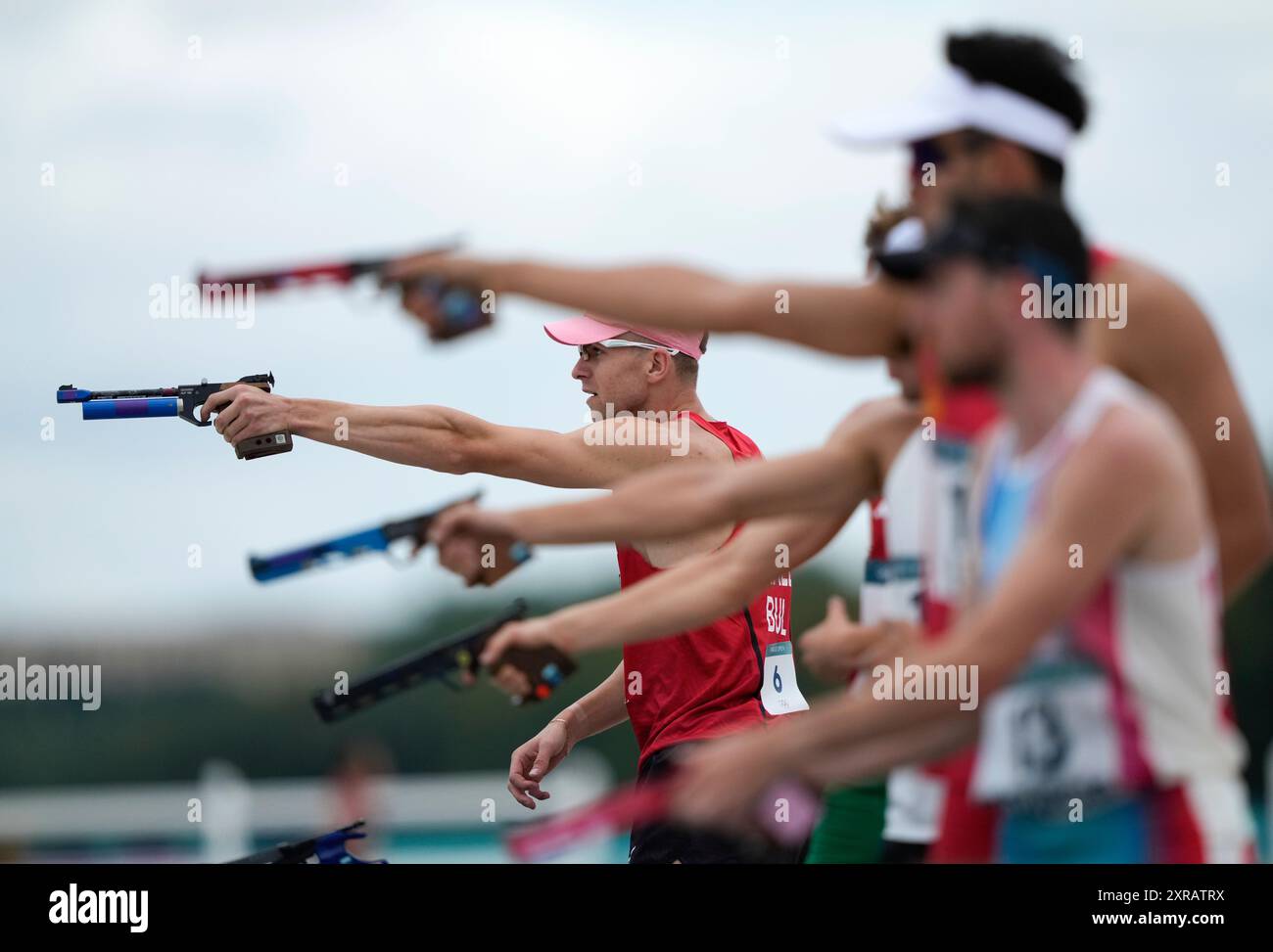 Athlets compete in the men's individual Laser Run semi final portion of ...