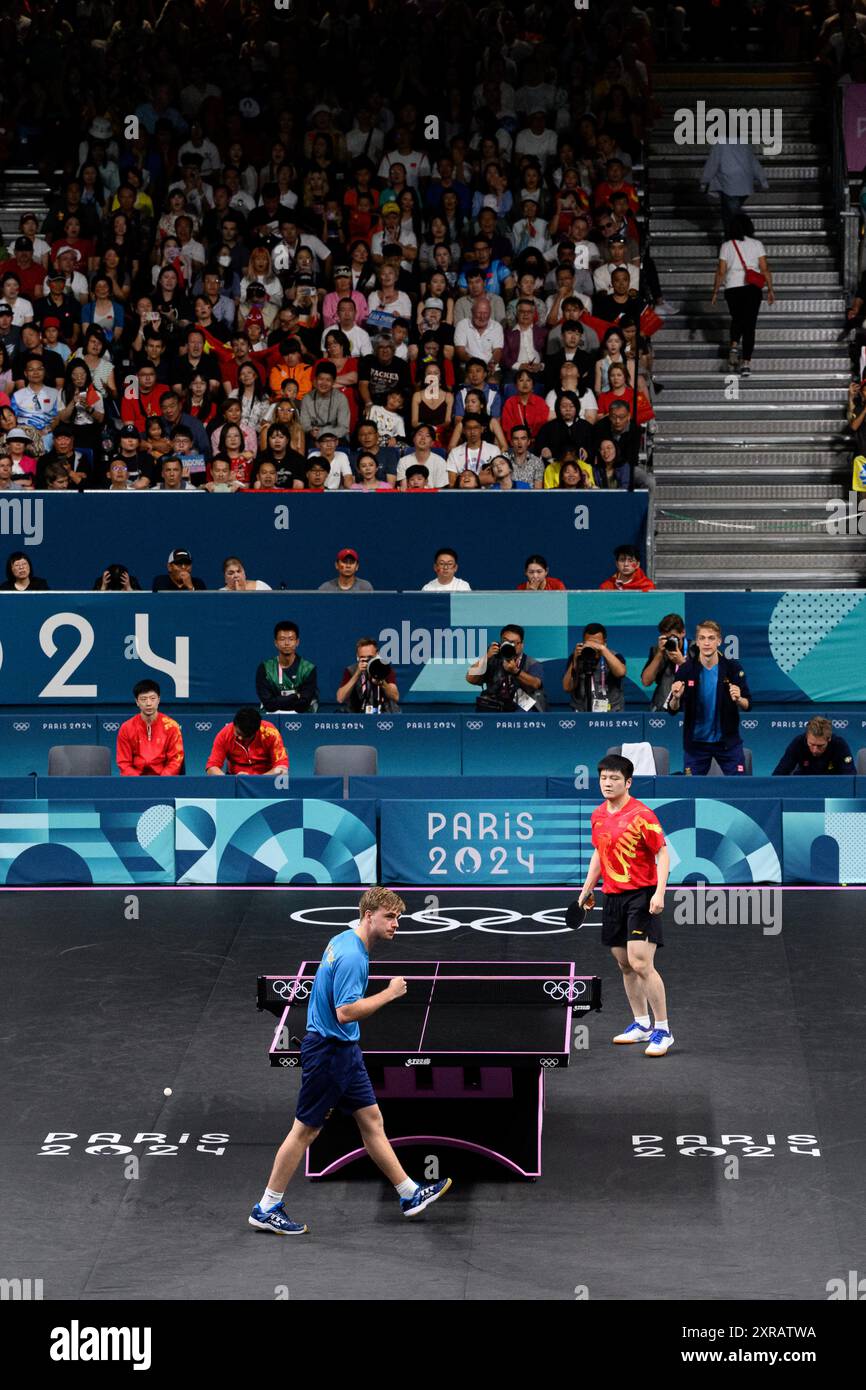 Truls Möregårdh of, Sweden. , . celebrates in the men's team table ...