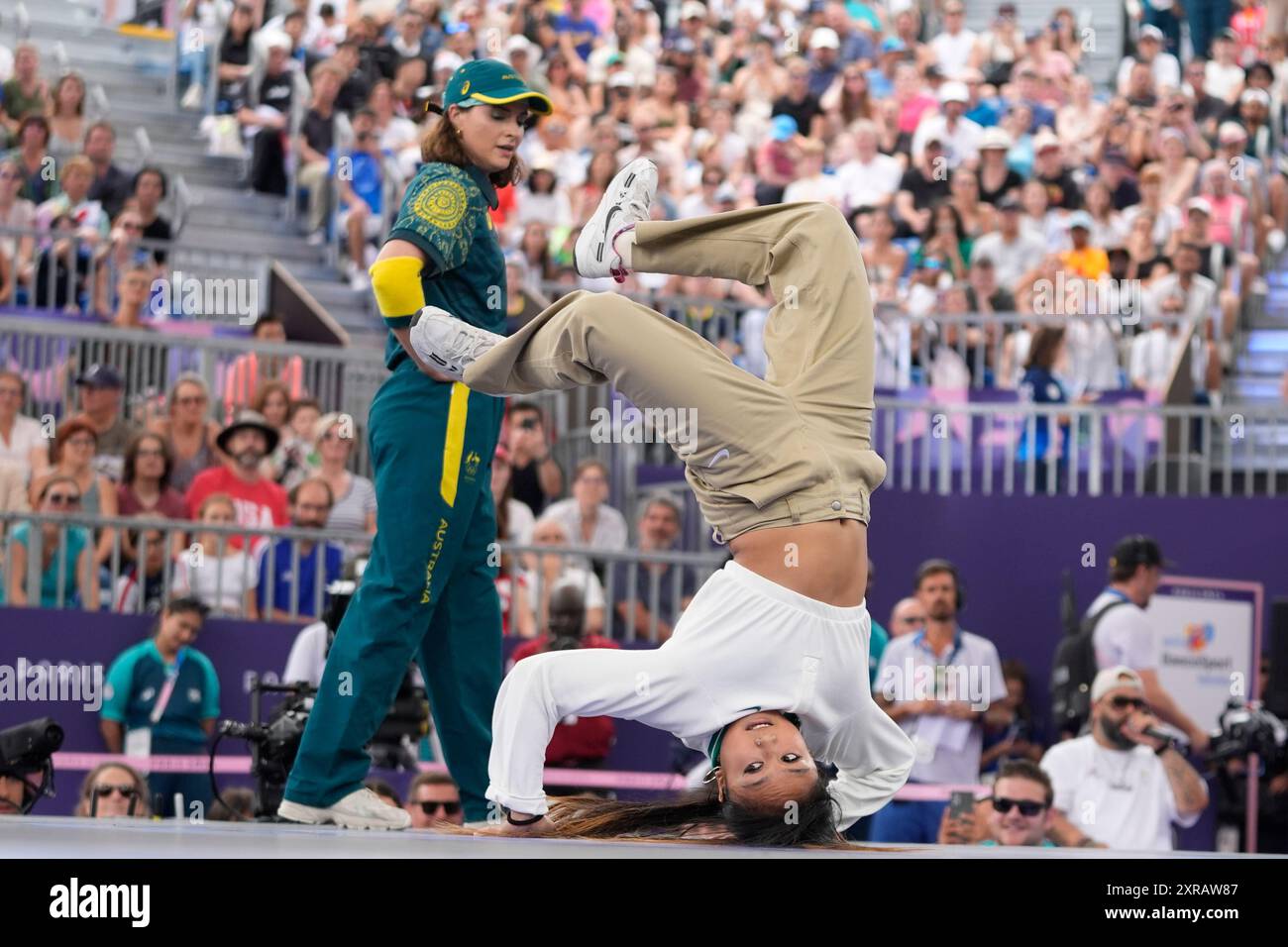 United States Logan Edra, known as B-Girl Logistx, right, and Australia ...