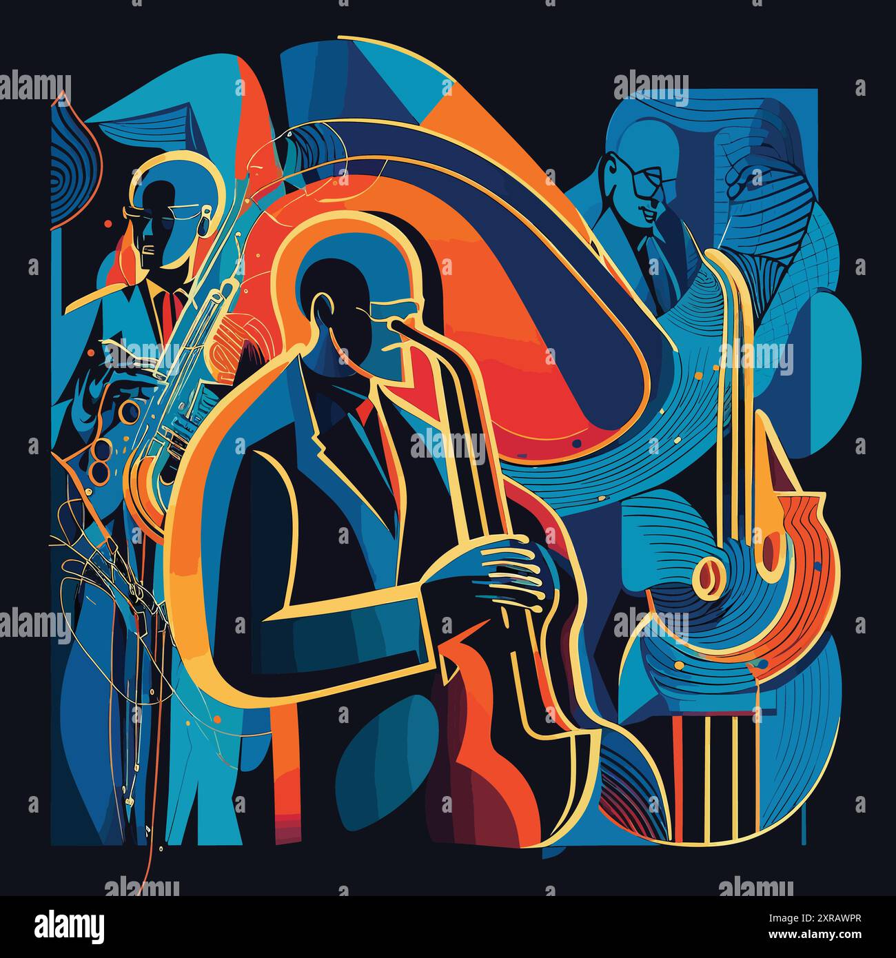 colorfull abstract vector illustration of jazz artists using jazz ...