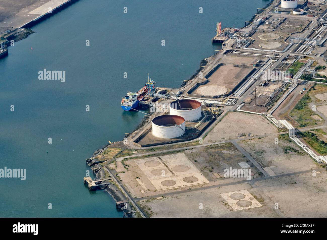 An aerial photo of the riverside, River Tees, Teeside, Middlesbrough ...