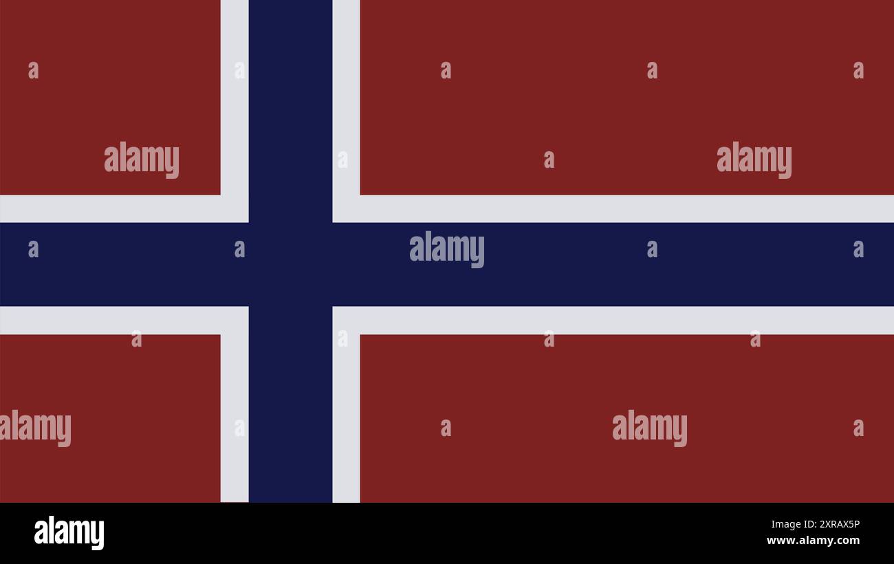The Norwegian flag, with its distinctive red, white, and blue colors ...