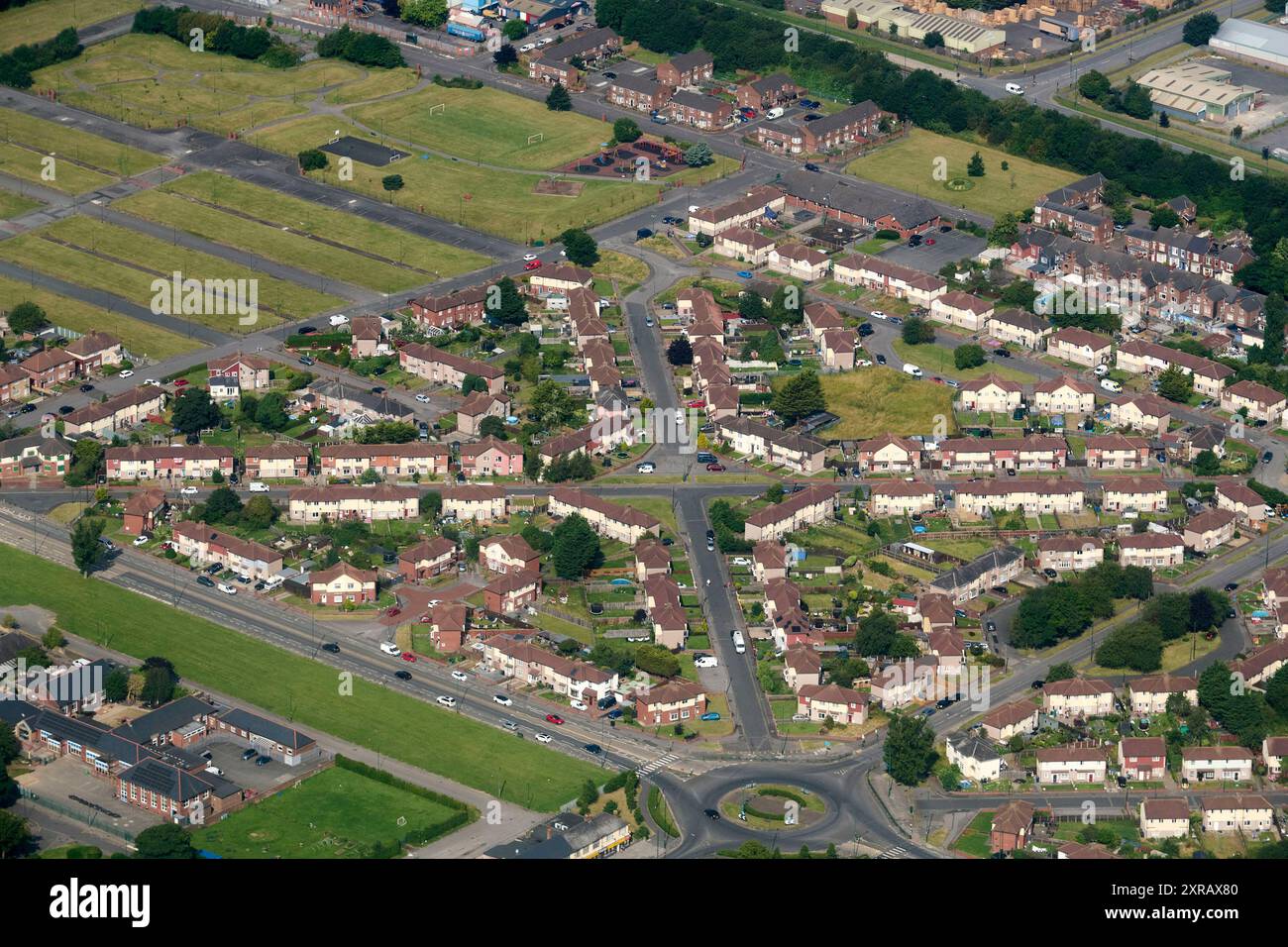 An aerial view of a local authority housing estate, Middlesbrough ...