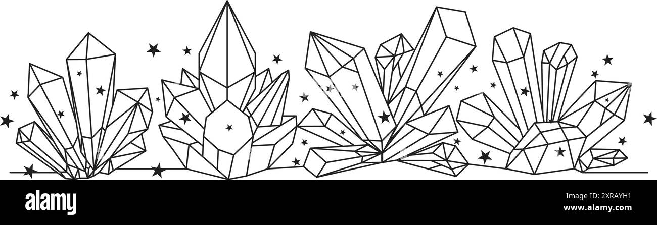 Crystal silhouette icons Sign kit of gemstone. Mineral pictogram ...