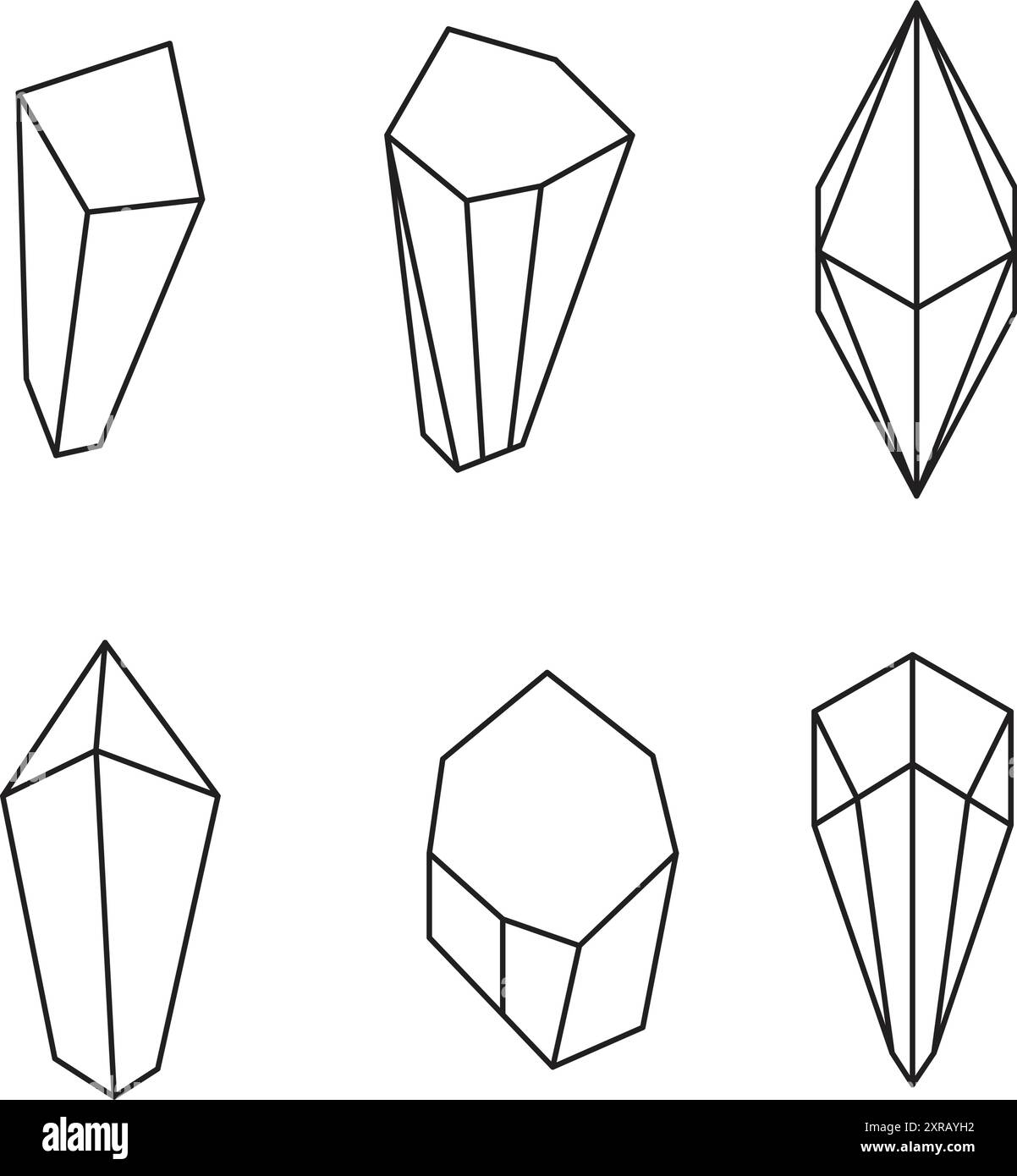 Crystal silhouette icons Sign kit of gemstone. Mineral pictogram ...