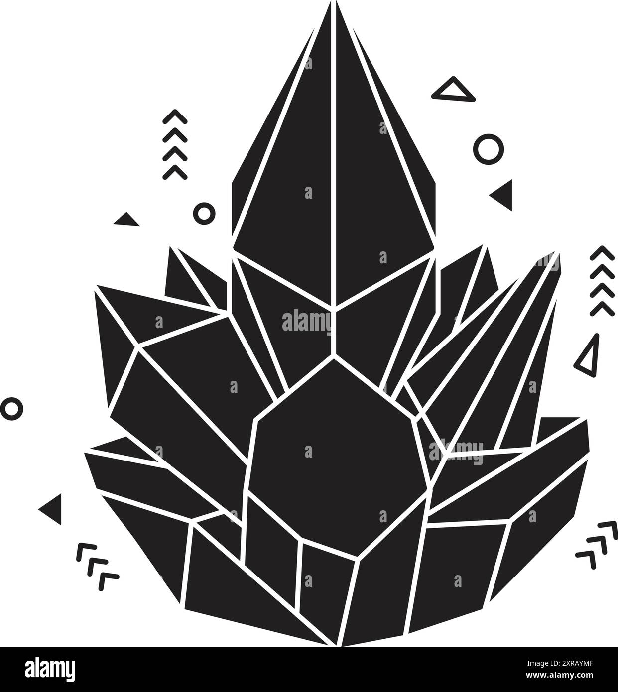 Crystal silhouette icons Sign kit of gemstone. Mineral pictogram ...