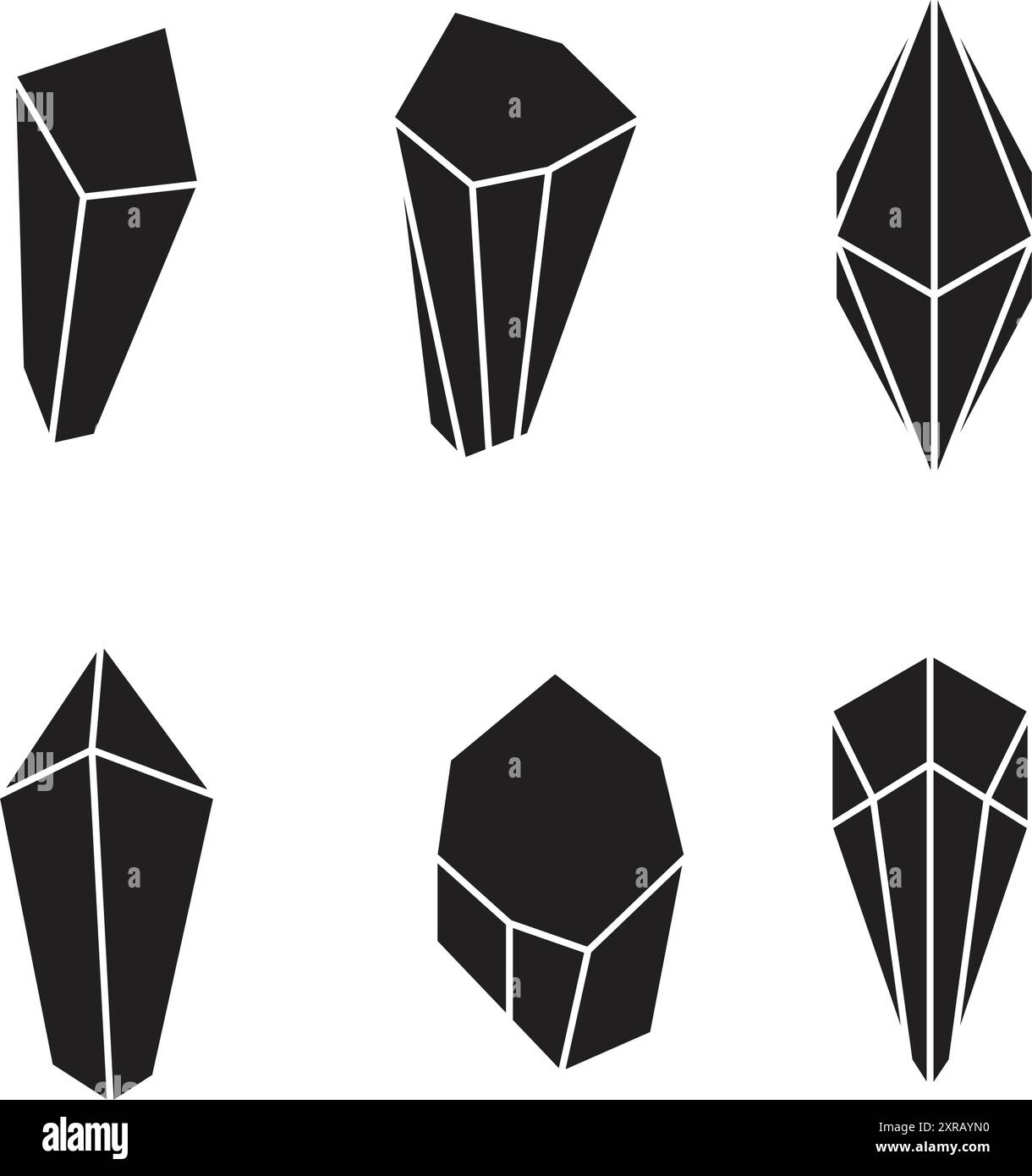 Crystal silhouette icons Sign kit of gemstone. Mineral pictogram ...