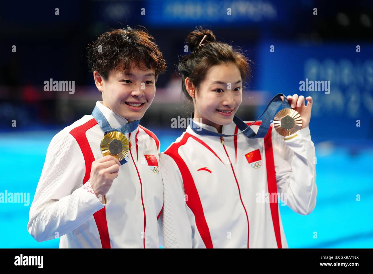 China's Chen Yiwen (gold) and China's Chang Yani (bronze) during the ...
