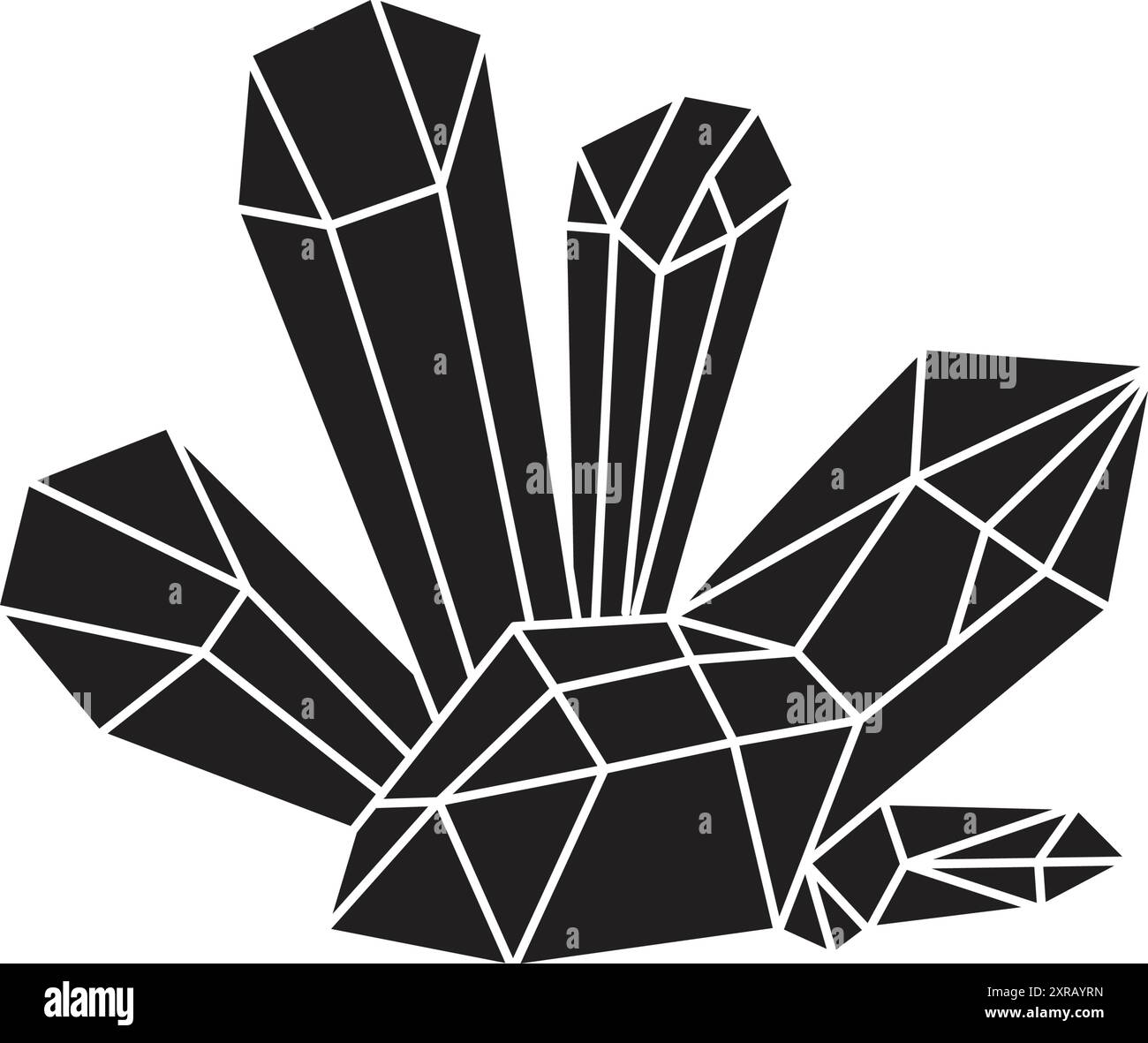 Crystal silhouette icons Sign kit of gemstone. Mineral pictogram ...