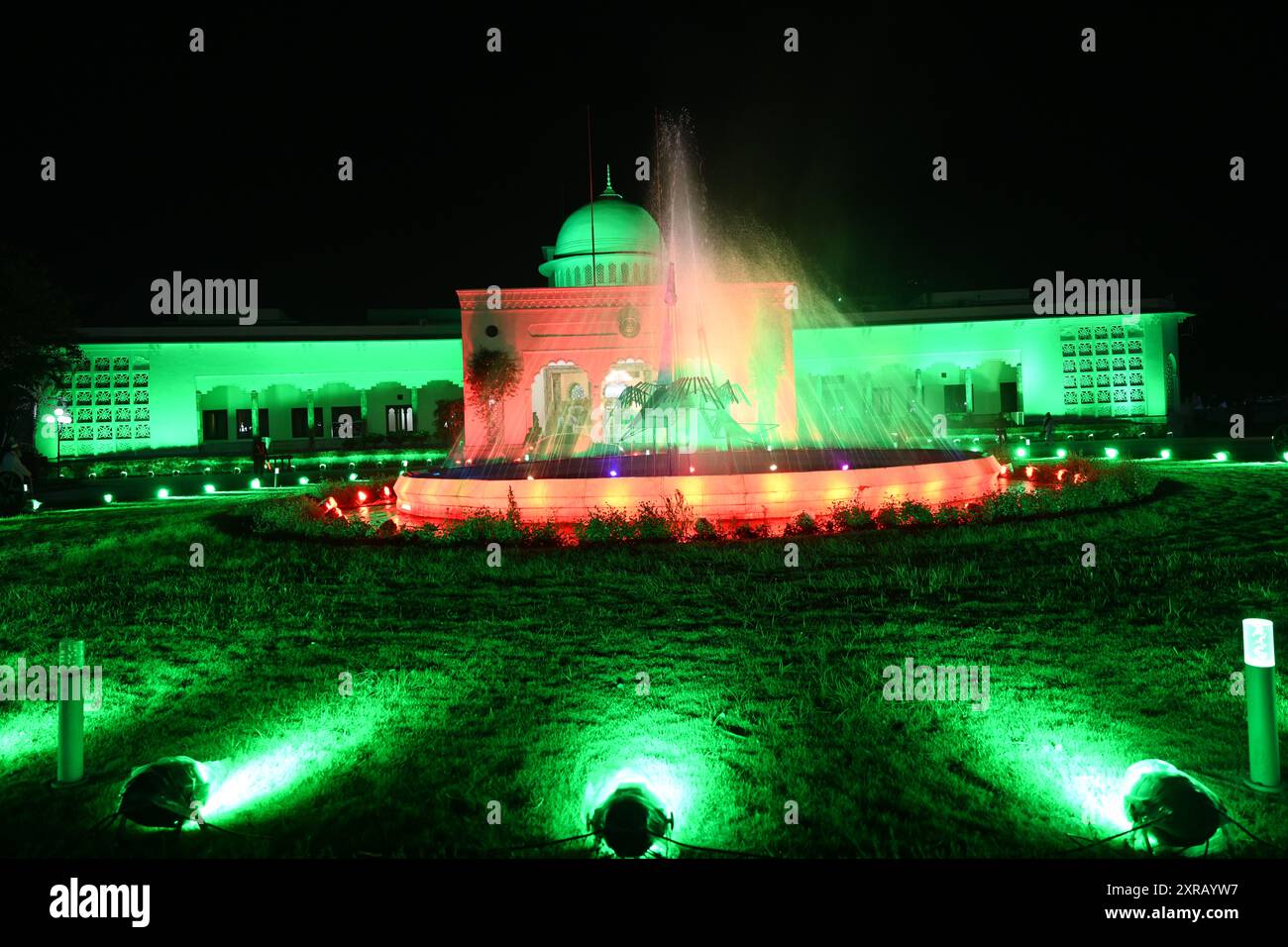 A view is showing the President's official residence illuminated during ...