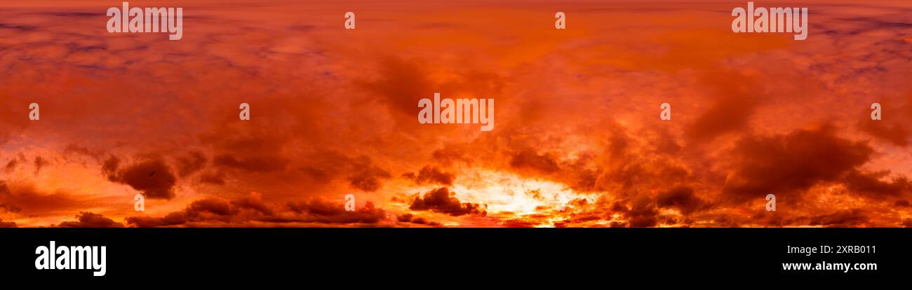 Golden glowing red orange overcast sunset sky 360 hdr panorama ...