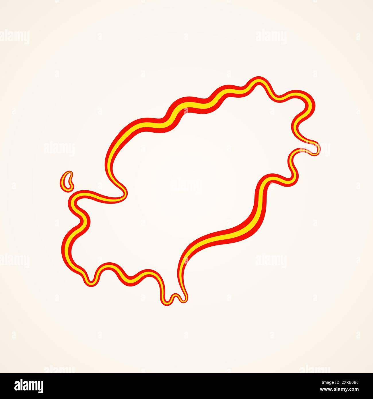 Outline map of Ibiza marked with ribbon in colors from the flag Stock ...