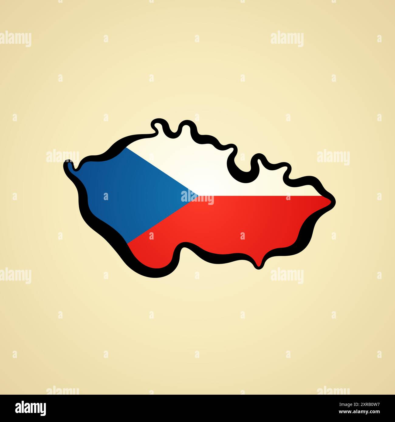 Map of Czech Republic with flag and black outline Stock Vector Image ...