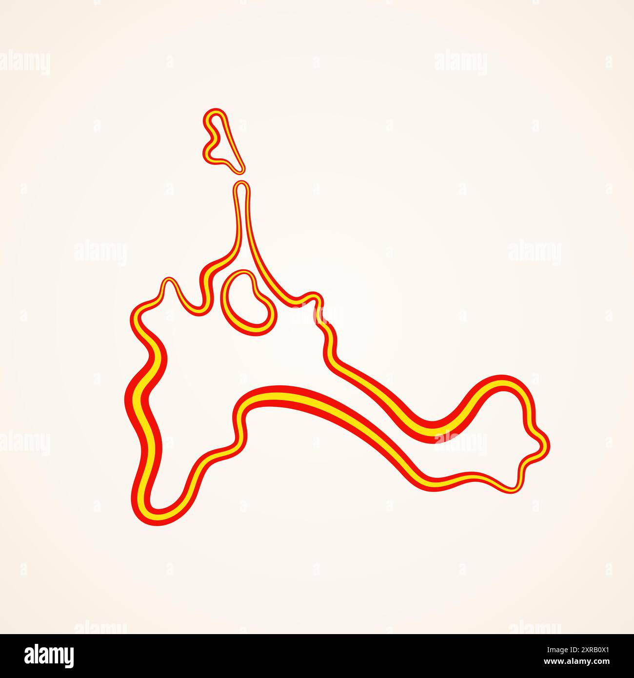 Outline map of Formentera marked with ribbon in colors from the flag ...