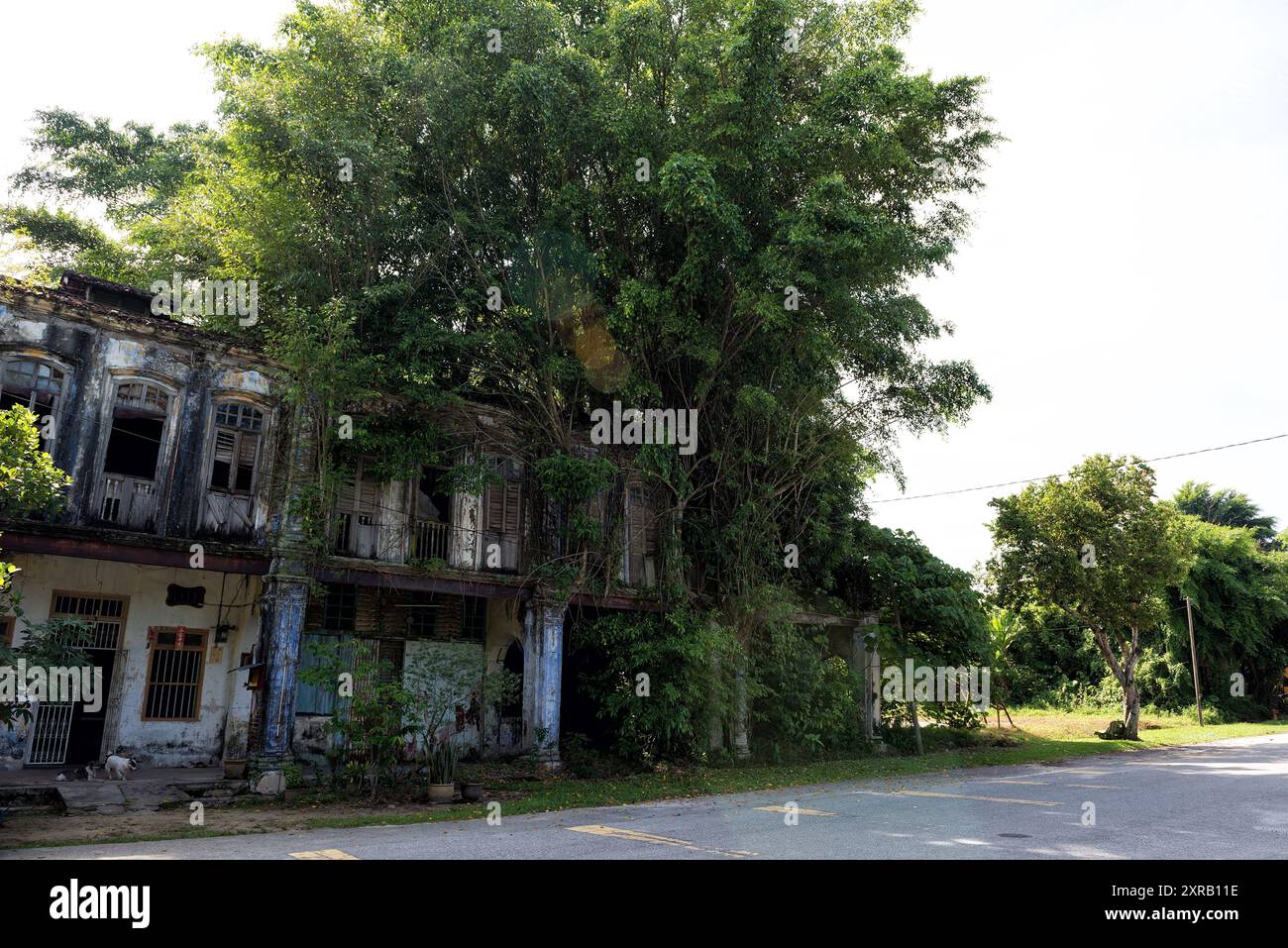 View of dilapidated and abandoned tin mining town of Papan in the ...