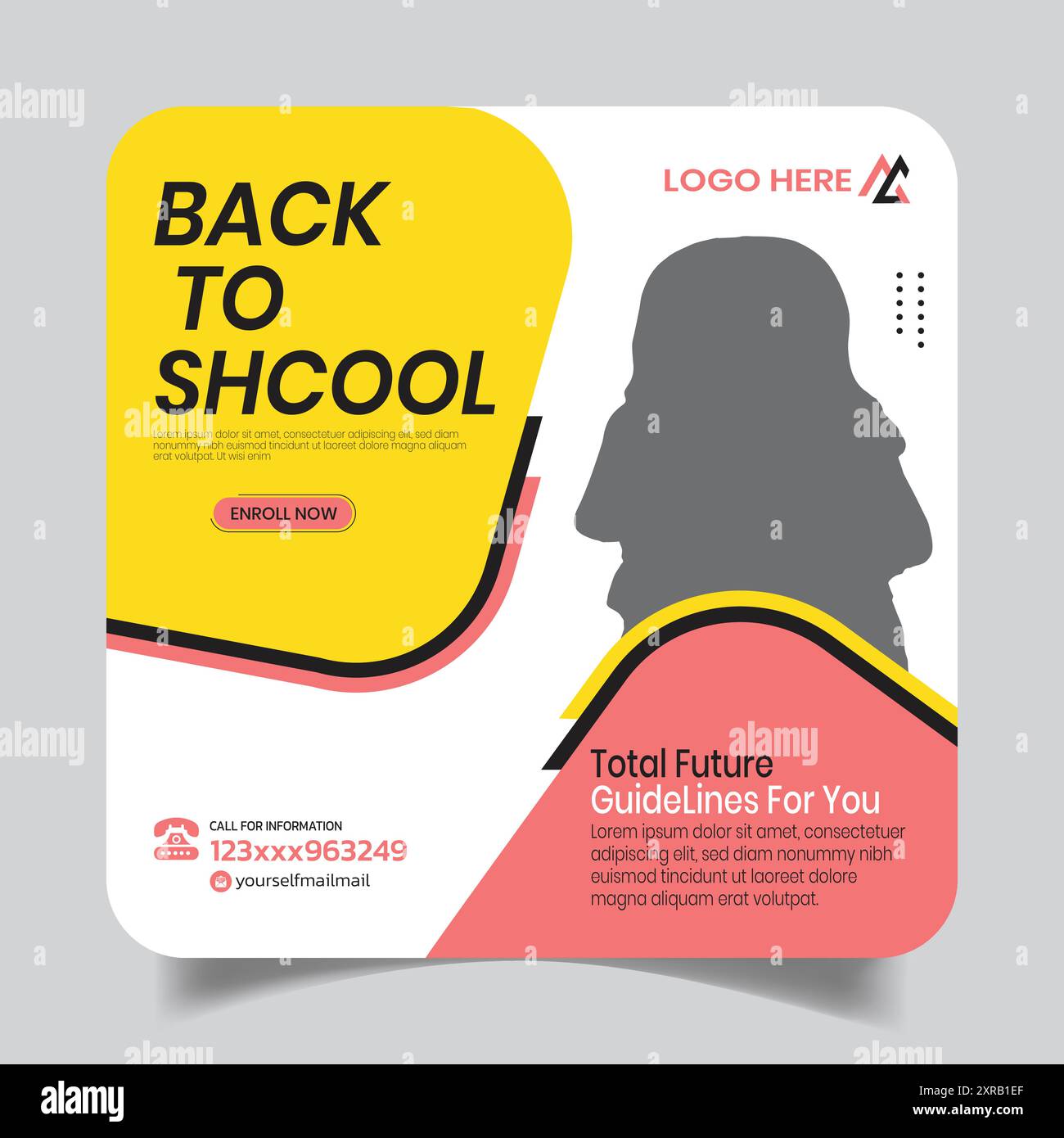 Creative School Admission Social Media Post Design Template Stock ...