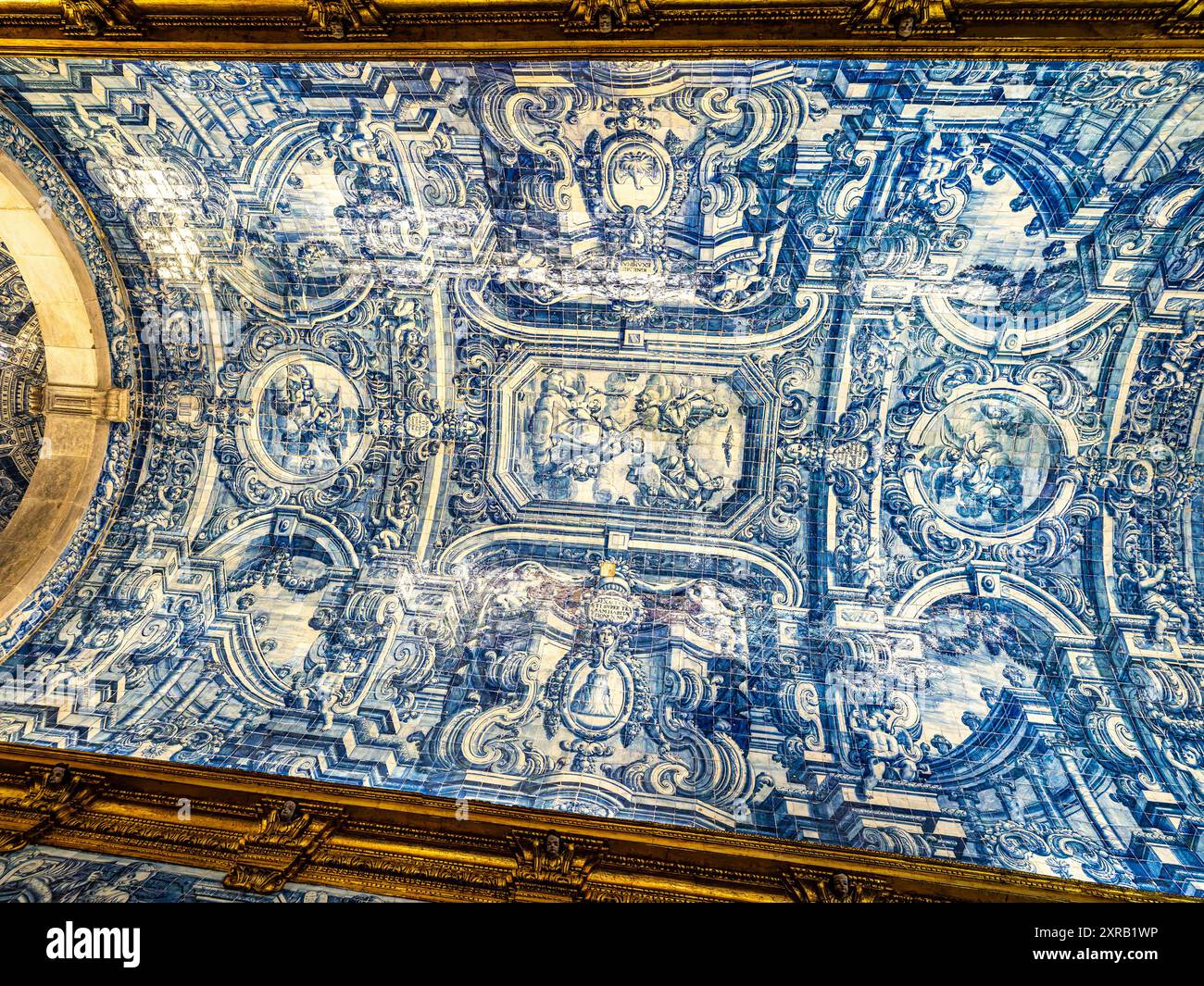 Main altar of Igreja de Sao Lourenco church in Almancil, Portugal, with ...
