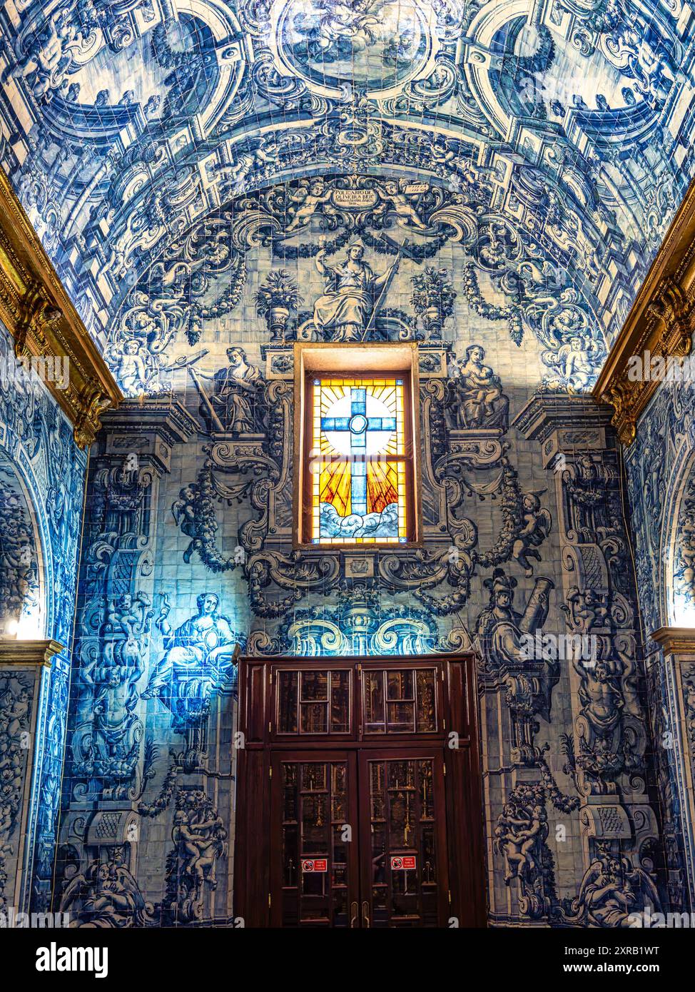 Main altar of Igreja de Sao Lourenco church in Almancil, Portugal, with ...