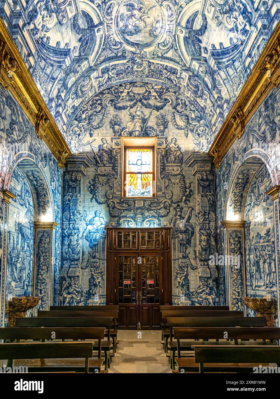 Main altar of Igreja de Sao Lourenco church in Almancil, Portugal, with ...